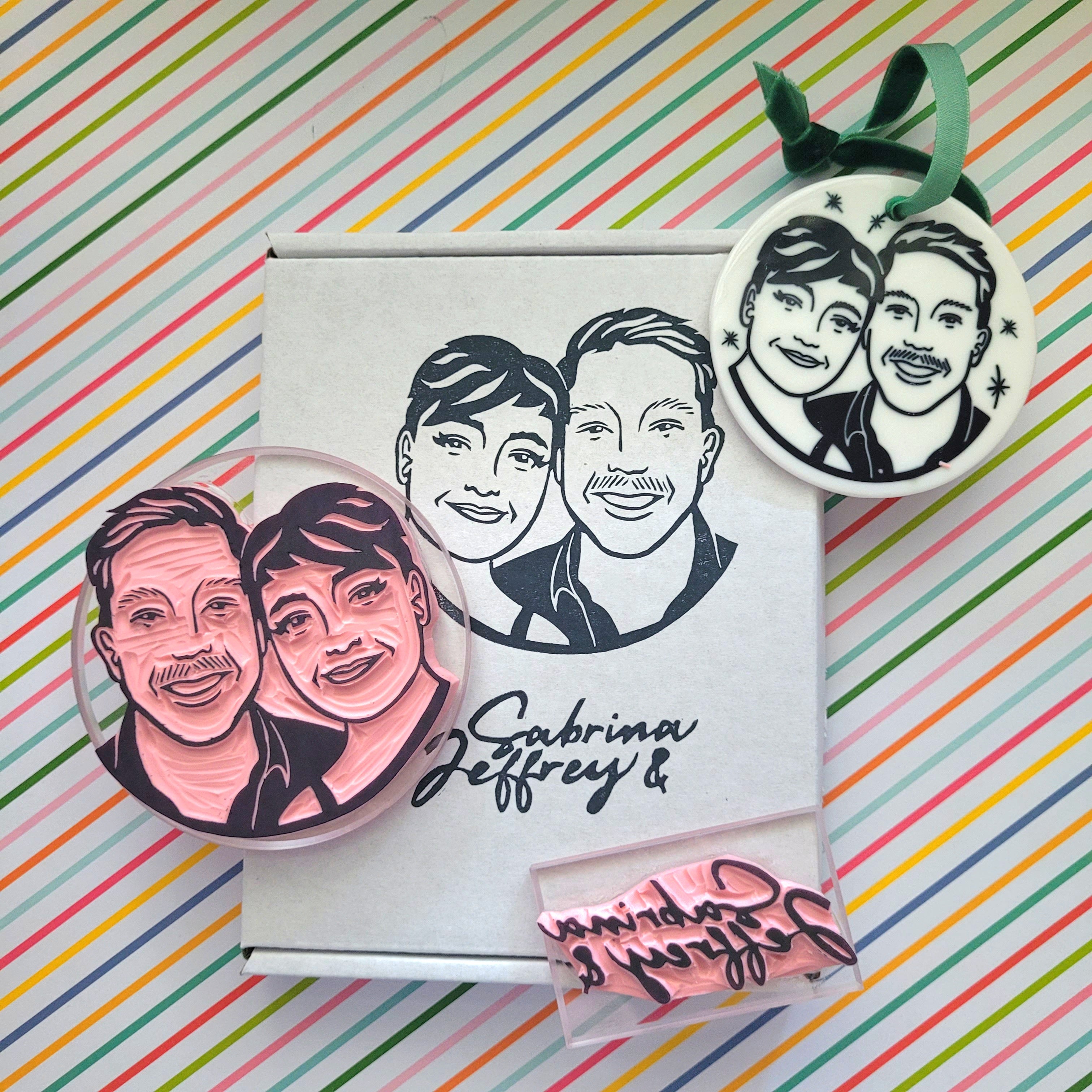 Couples Stamp + Holiday Ornament Combo – Salt and Paper