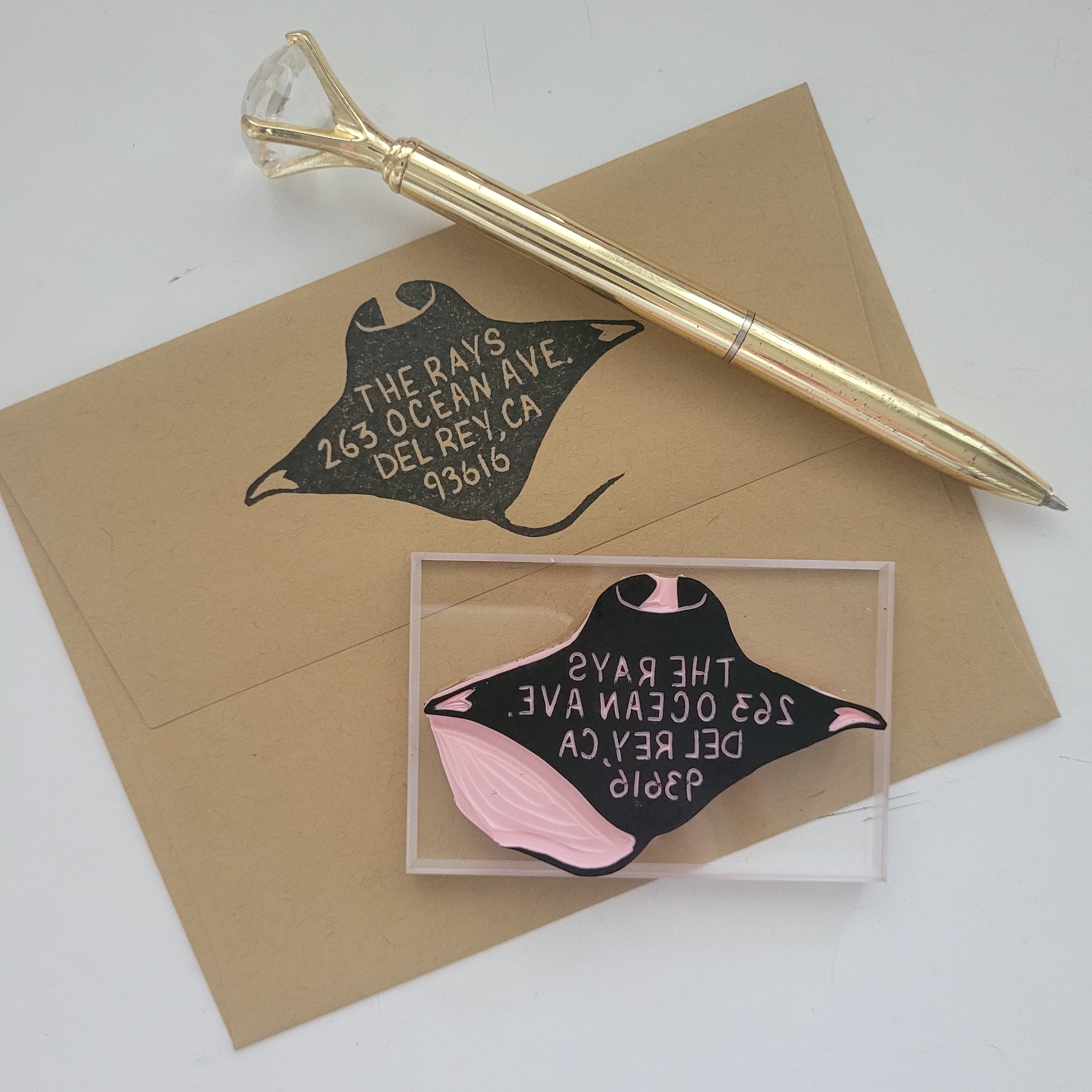 Return Address Manta Ray Stamp | Salt & Paper – Salt and Paper